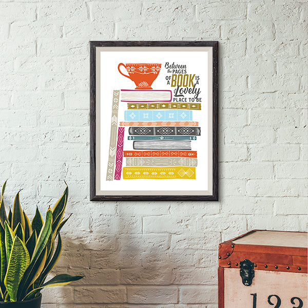 Book Stack / Book Lover Art Poster Print - Fancy That Design House & Co.