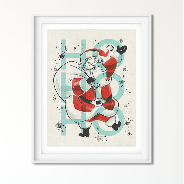 Ho Ho Ho Santa Christmas Art Poster Print - Fancy That Design House & Co.
