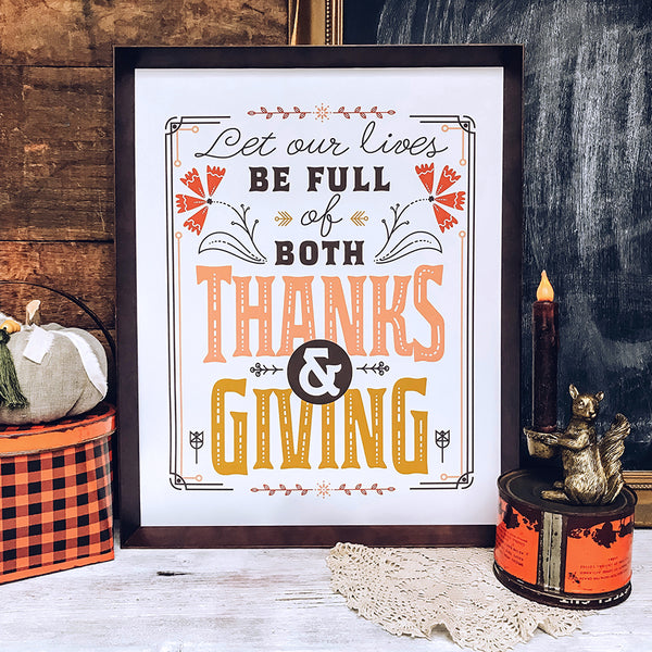 Thanks and Giving, Thankful, Thanksgiving Art Poster Print - Fancy That ...