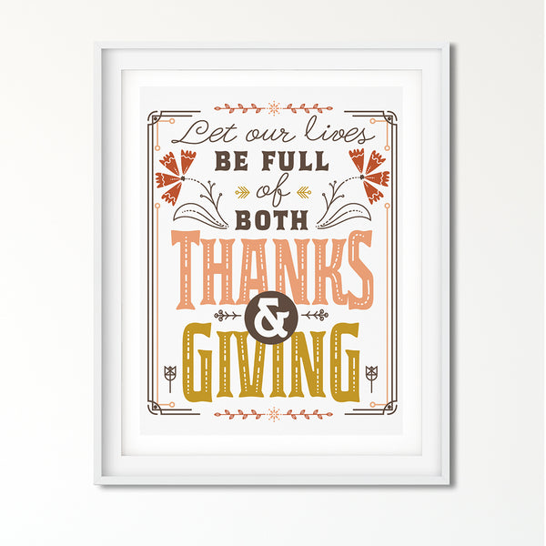 Thanks and Giving, Thankful, Thanksgiving Art Poster Print - Fancy That ...