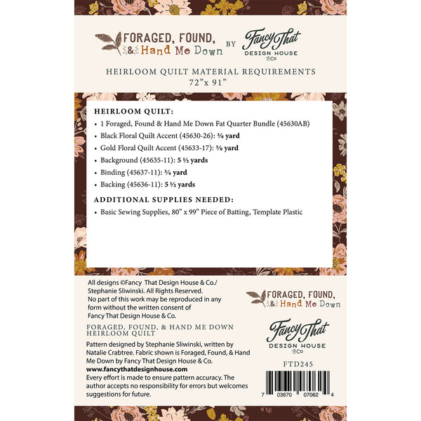 Moda Foraged Found Hand Me Down Heirloom Quilt Printed Pattern - Fancy That Design House & Co.