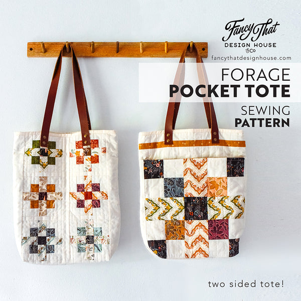 Forage Pocket Tote 2 sided Quilted Bag Pattern - PDF download - Fancy ...