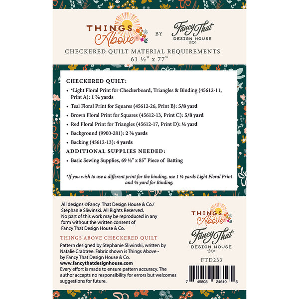 Moda Things Above Checkered Quilt Printed Pattern Booklet - Fancy That ...