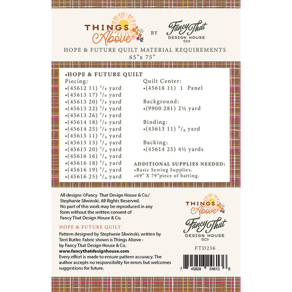 Moda Things Above Hope and Future Quilt Printed Pattern Booklet - Fancy ...