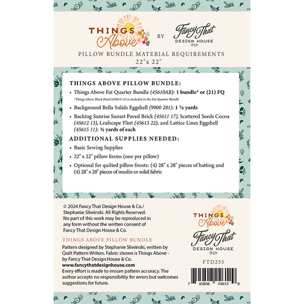 Moda Things Above Pillow Bundle Printed Pattern Booklet - Fancy That ...