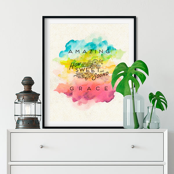 Amazing Grace Watercolor Art Poster Print - Fancy That Design House & Co.