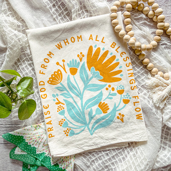 Praise God From Whom All Blessings Flow / Doxology Hymn Tea Towel ...