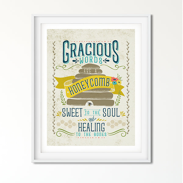 Gracious Words are a Honeycomb Art Poster Print - Fancy That Design ...