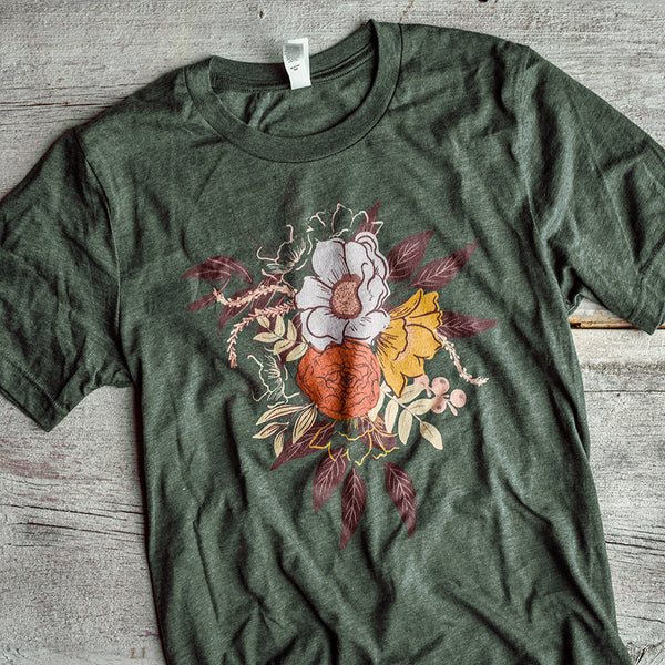 Slow Stroll Floral Bouquet Tee / T-Shirt - Fancy That Design House & Co.