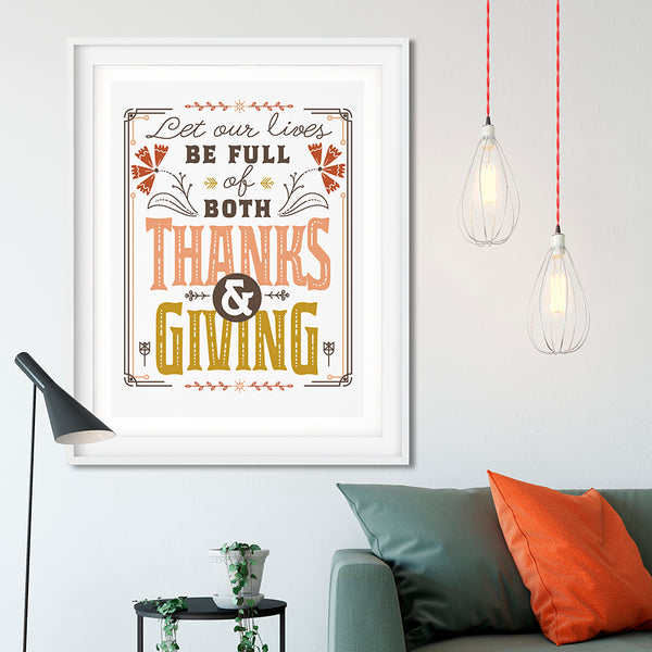 Thanks and Giving, Thankful, Thanksgiving Art Poster Print - Fancy That ...