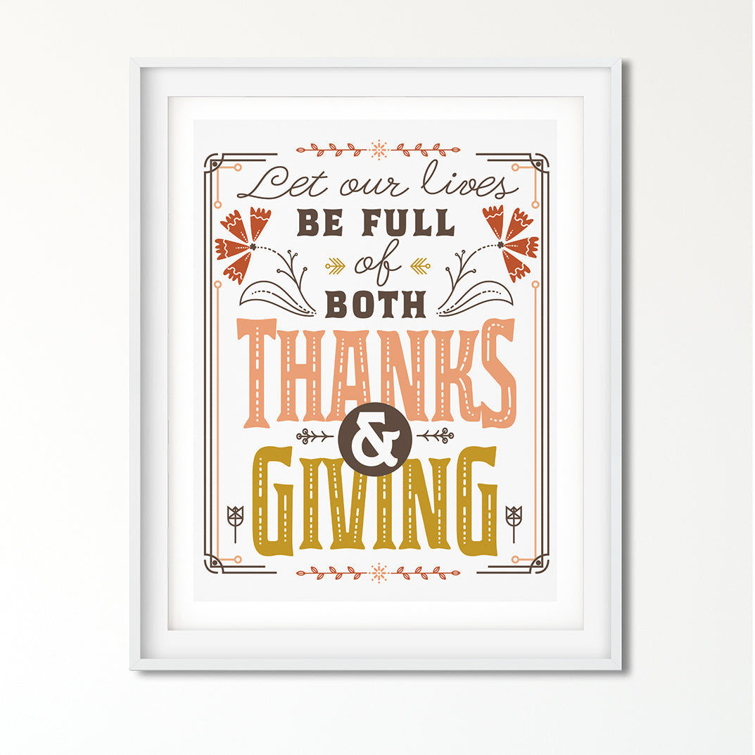 Thanks and Giving, Thankful, Thanksgiving Art Poster Print - Fancy That ...