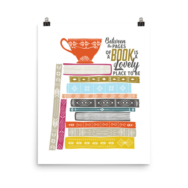 Book Stack / Book Lover Art Poster Print - Fancy That Design House & Co.