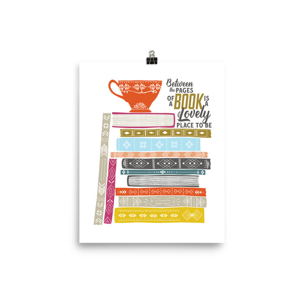 Book Stack / Book Lover Art Poster Print - Fancy That Design House & Co.
