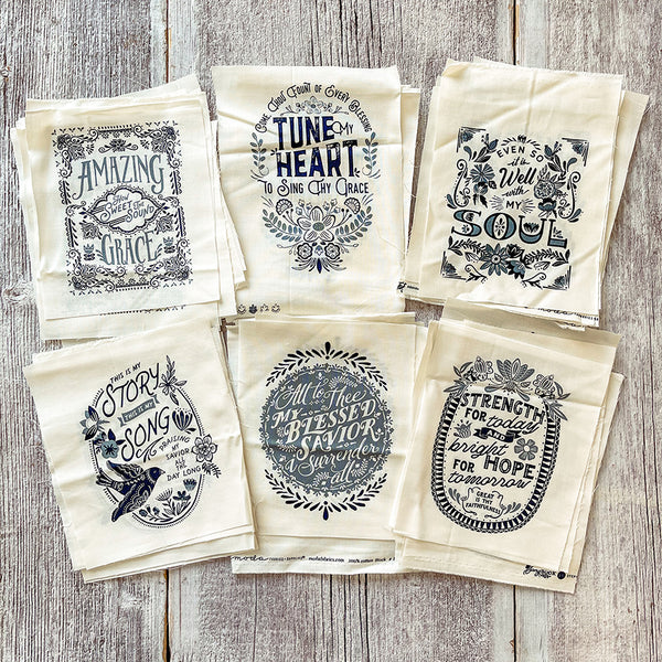 Moda Songbook Hymn Small Panel Prints - bundle of 6 Midnight Navy prin ...